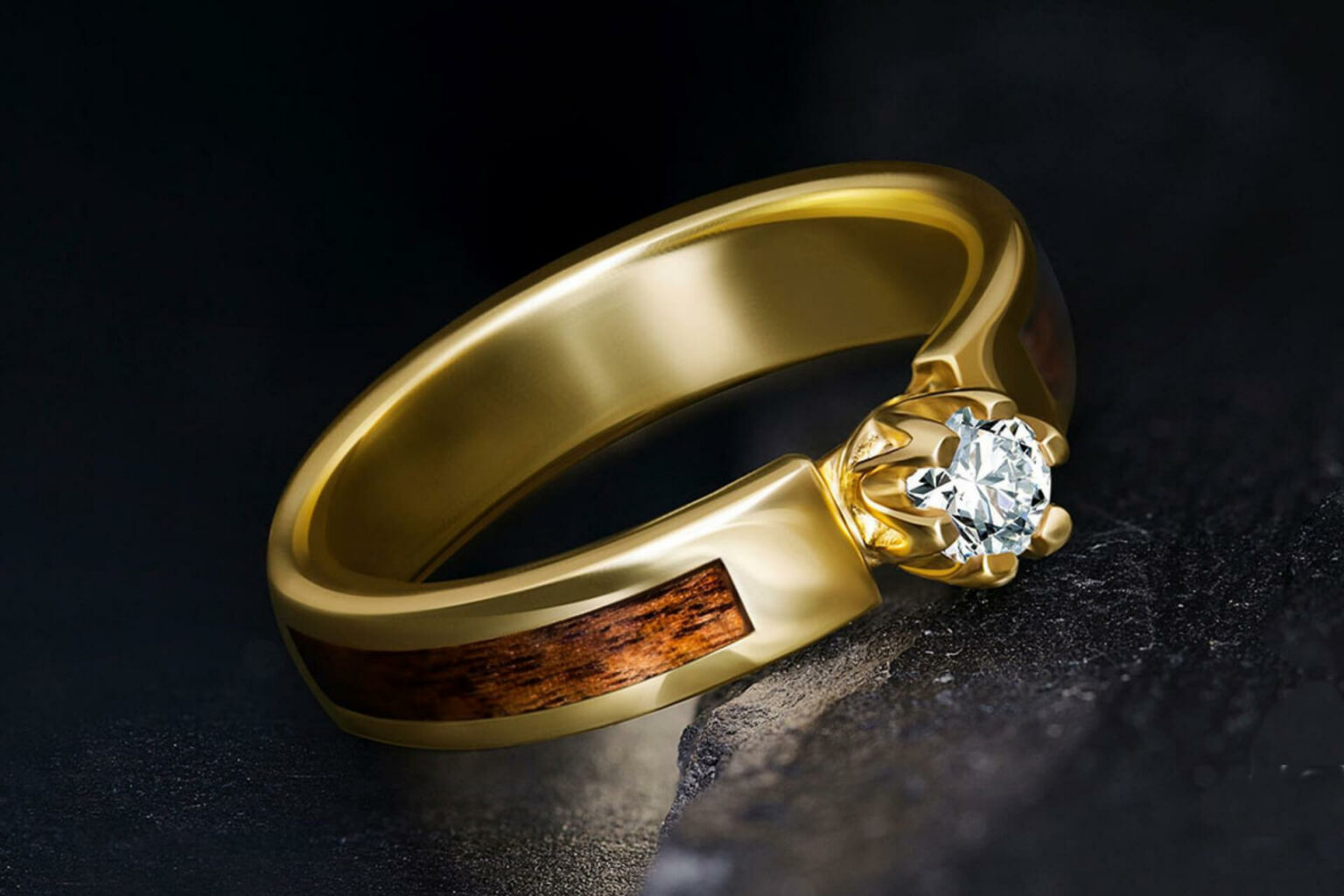 Zásnubní a snubní prsteny kombinované se dřevem nebo minerály | Svět ...